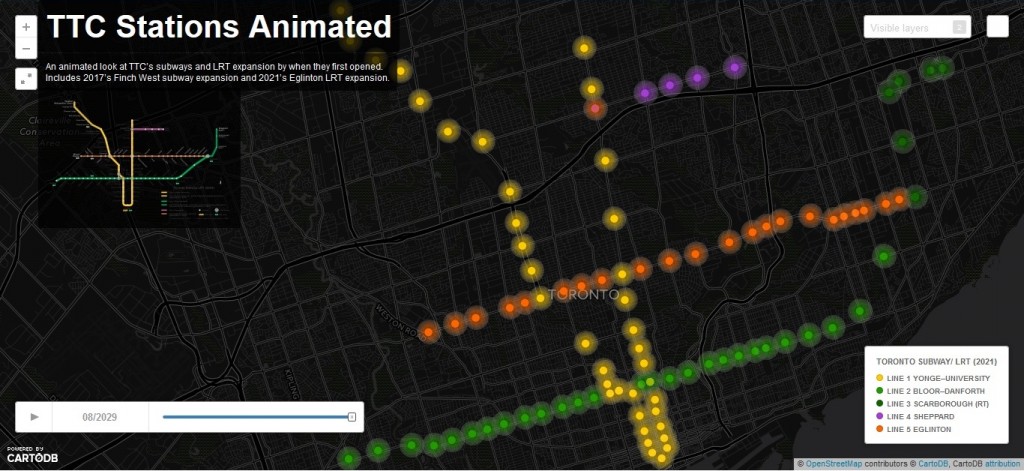 TTC Subway Stations and LRT Expansion Animated 1954-2021 – Master of Spatial Analysis – The Blog